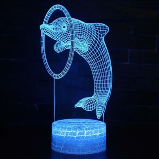 Delfin LED 3D lampe - Børnelampe - Bordlampe - ledide.dk