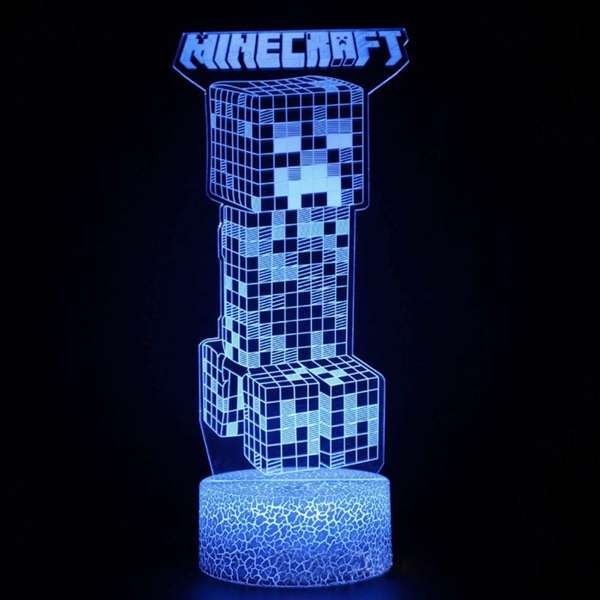 Creeper Minecraft 3D Lampe - Fjernbetjening - Dæmpbar