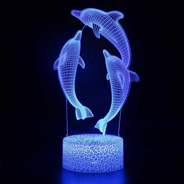 Delfin 3D lampe ⎮ 3D bordlampe ⎮ LED 3D natlampe