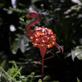Flamingo solcellelampe på spyd - Havelampe - ledide.dk