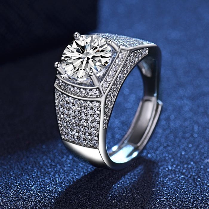 Maskulin justerbar ring med zirkoner til mænd