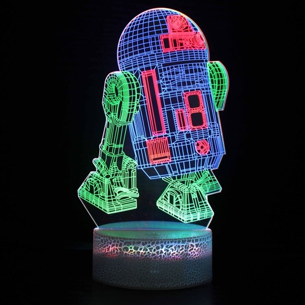 R2-D2 3D lampe med RGB farver - Køb online på ledide.dk